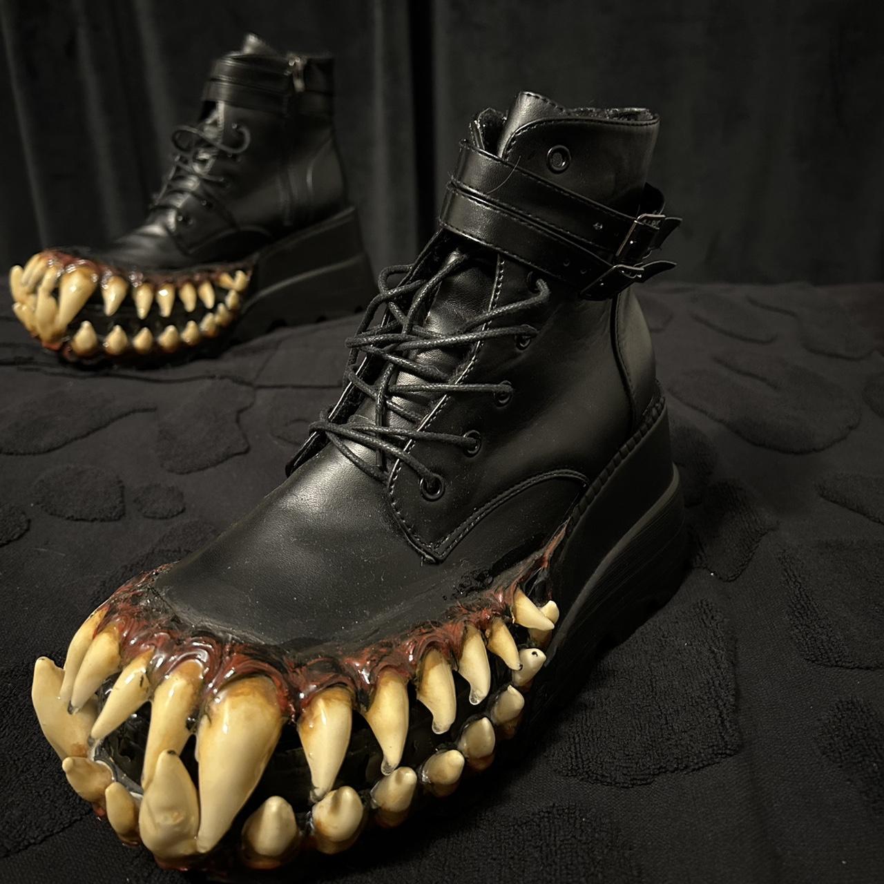 Pre-sale：Nightmare ‘Hellhound’ Black Faux Leather Platform Boots-Unise ...